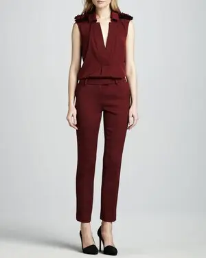Giorgio Armani Gathered Leather Buckle Silk Dress