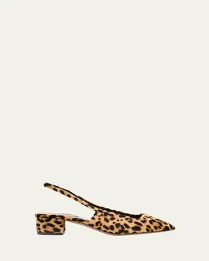 AQUAZZURA Ginza Leopard-print Slingback Pumps - Natural