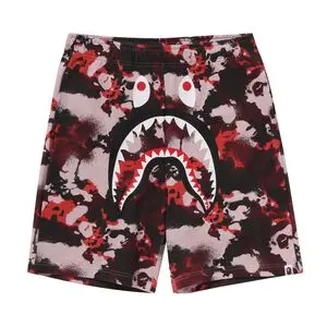 A BATHING APE Map Camo Shark Sweatshorts - Red