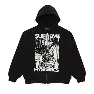 Supreme X Hysteric Glamour Thermal Lined Zip Up Hooded Sweatshirt - Black