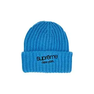 Supreme Classic Logo Ribbed Beanie - Blue