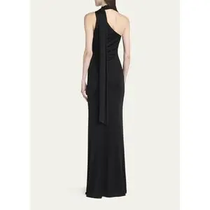 TOM FORD One-shoulder Scarf-neck Slit Gown