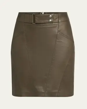 TOM FORD Soft Nappa Leather Mini Skirt - Military G
