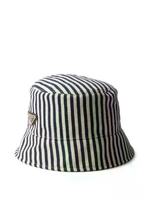 Prada Striped Bucket Hat - Blue