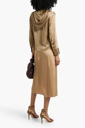 Vince Wrap-effect Satin Midi Skirt - Sand
