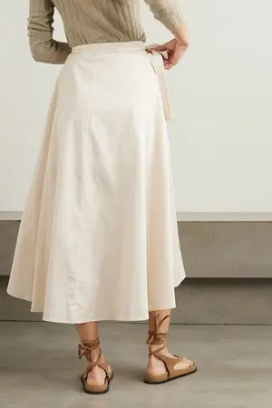 JOSEPH Alix Cotton Midi Wrap Skirt - Ivory