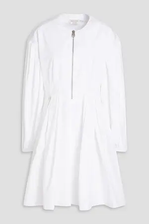 Alexander McQueen Pleated Cotton-poplin Mini Dress