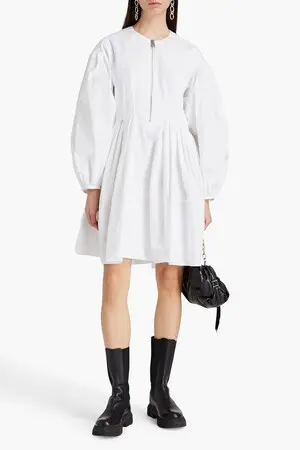 Alexander McQueen Pleated Cotton-poplin Mini Dress