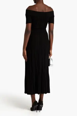 Alexander McQueen Off-the-shoulder Ribbed Midi Dress