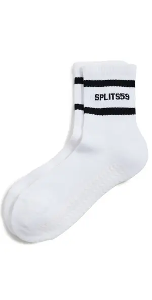 Splits59 Logo Stripe Quarter Socks - White/black