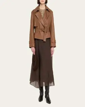 Brunello Cucinelli Vintage Napa Leather Cropped Trench