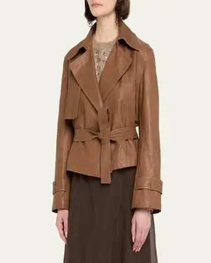 Brunello Cucinelli Vintage Napa Leather Cropped Trench