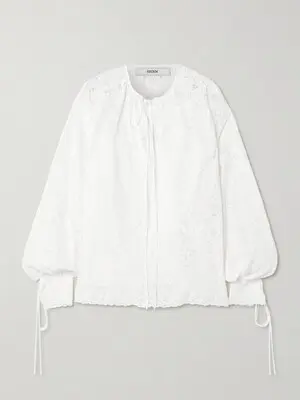 Erdem Cotton Lace Tie-neck Blouse