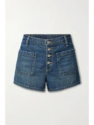 NILI LOTAN Harley Distressed Denim Shorts
