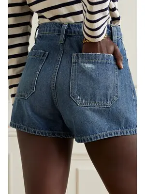 NILI LOTAN Harley Distressed Denim Shorts