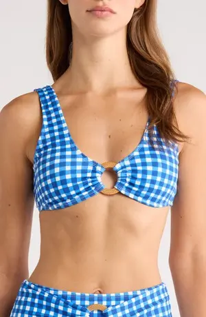 HUTCH O-Ring Bikini Top Blue Gingham