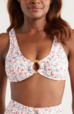 HUTCH O-ring Bikini Top - White Garden