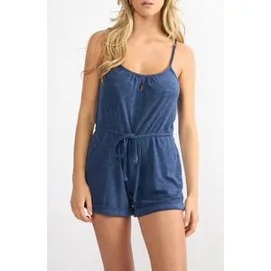 VIENS AVEC MOI The Coastal Terry Cloth Shirtdress - Navy