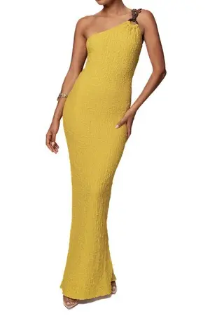 JLUXLABEL One-shoulder Maxi Dress With Beaded Strap - Lime
