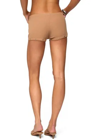 EDIKTED Ribbed Low-rise Shorts With Grommet Detail