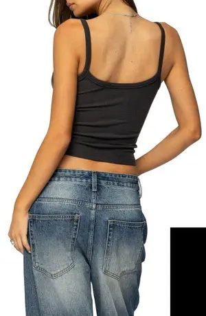 EDIKTED Aspyn Ribbed Camisole - Dark-gray