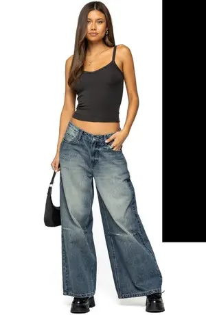 EDIKTED Aspyn Ribbed Camisole - Dark-gray
