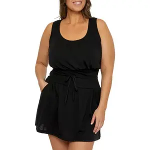 BECCA By Rebecca Virtue Beach Date Tie Waist Cover-up Minidress - Black