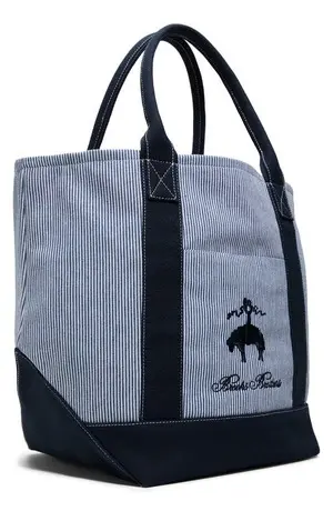 Brooks Brothers Penn Stripe Cotton Canvas Tote - Blue