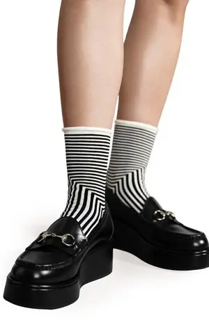 Hansel From Basel Corbusier Stripe Crew Socks - Black