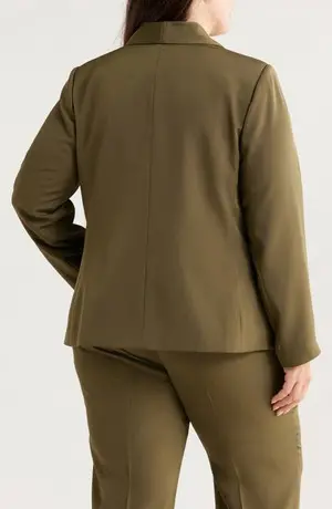 TAHARI ASL Brushed Woven One-button Blazer