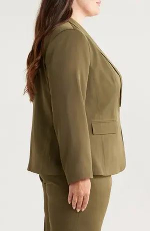 TAHARI ASL Brushed Woven One-button Blazer