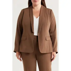 TAHARI ASL Brushed Woven One-button Blazer