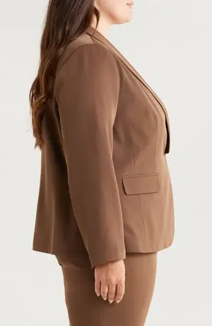 TAHARI ASL Brushed Woven One-button Blazer