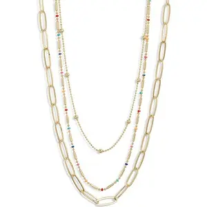 Nordstrom Set Of 2 Enamel Dot Chain Layered Necklaces - Multi- Gold