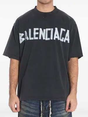 Balenciaga Tape Type Cotton T-shirt Black