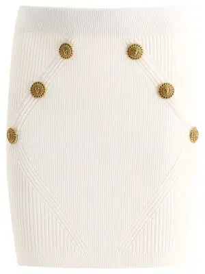 Balmain Knitted Skirt With Buttons - White
