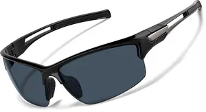 Zenni Sporty Half-rim Sunglasses - Black With Gray Lens