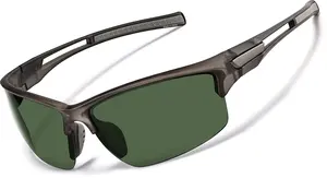 Zenni Sporty Half-rim Sunglasses - Gray With Green Lens