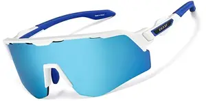 Zenni Sporty Half-rim Sunglasses - White With Sky Blue Mirror
