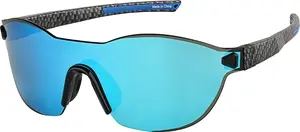 Zenni Rimless Oval Sunglasses With Plastic Frame - Grey With Blue Mirror