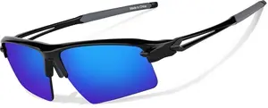 Zenni Round Frame Sunglasses Black With Blue Mirror