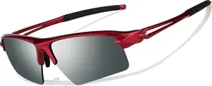 Zenni Round Frame Sunglasses Red With Silver Mirror