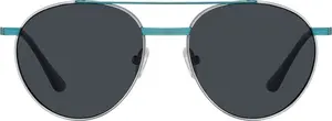 Zenni Aviator Sunglasses With Stainless Steel Full Rim Frame - Blue