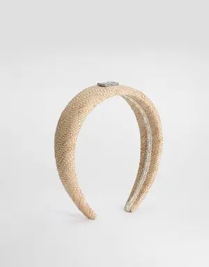 Dolce & Gabbana Raffia Canvas Headband With Dg Logo - Multicolor