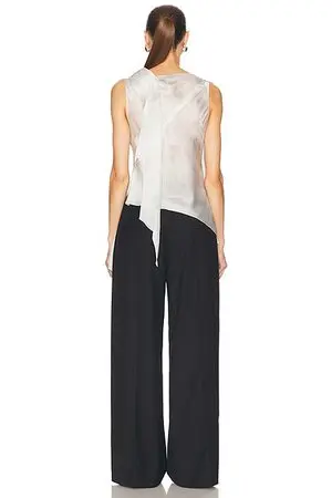 GRACE LING Silk Satin Chiffon Bias Scarf Top