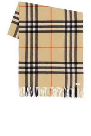 Burberry Giant Check Cashmere Scarf In Brown - Sand