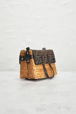 Fendi Wicker Ff Mini Flip Shoulder Bag