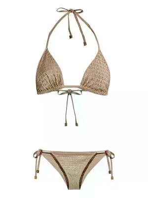 Balmain Logo-embellished Triangle Bikini - Neutrals