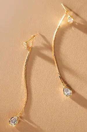 A.B. ELLIE Bezel Teardrop Strand Earrings - Gold