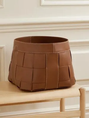 Ralph Lauren Hailey Small Woven Leather Basket - Brown